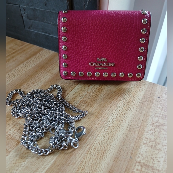 Coach | Bags | Coach Miny Hot Pink Pebbled Leather With Silver Rivets ...